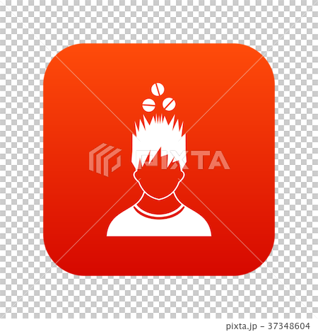 Man with tablets over head icon digital red - Stock Illustration ...