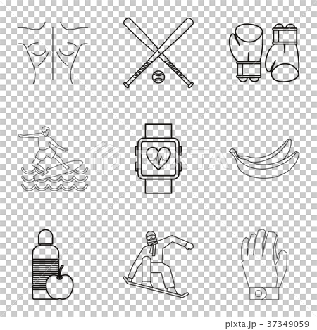 Self monitoring icons set, outline style - Stock Illustration [37349059 ...