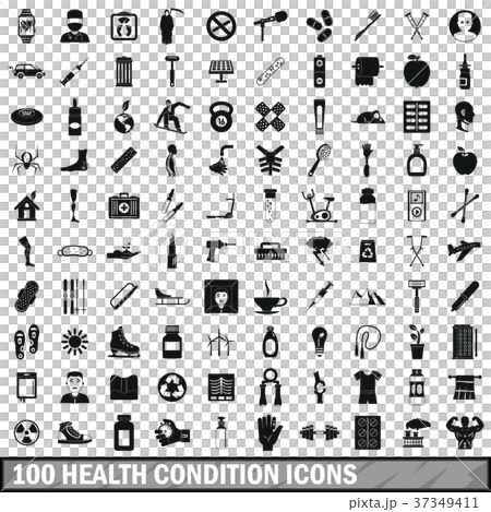 100 health condition icons set, simple style - Stock Illustration ...