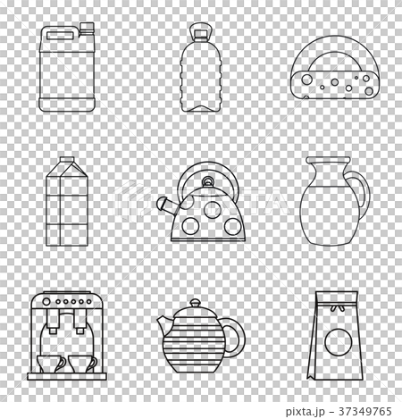Milk pots icon set, outline style - Stock Illustration [37349765] - PIXTA