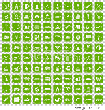 100 lorry icons set grunge green-插圖素材 [37350443] - PIXTA圖庫
