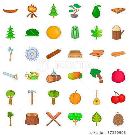 Wood icons set, cartoon styleのイラスト素材 [37350908] - PIXTA