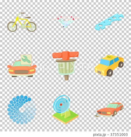 Cleaning fuel icons set, cartoon style - Stock Illustration [37351003 ...