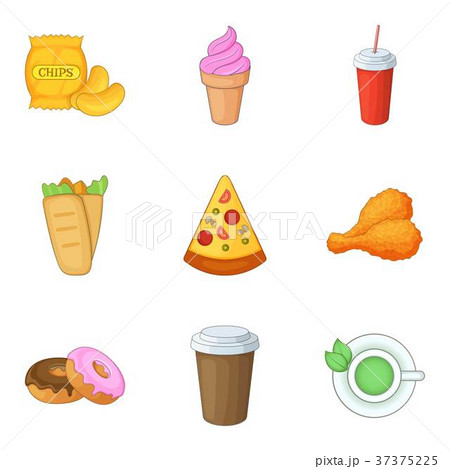 Fast food to takeaway icons set, cartoon styleのイラスト素材 [37375225] - PIXTA