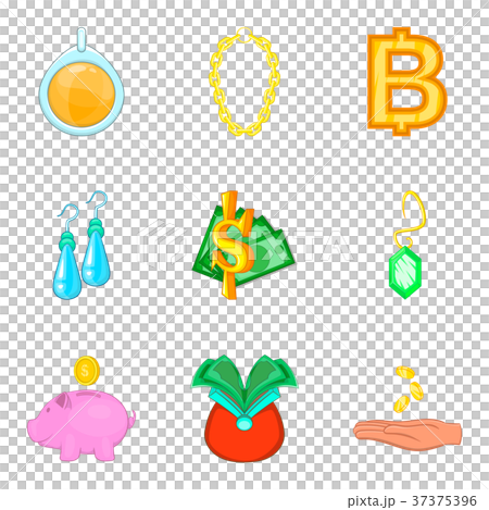 Rich surroundings icons set, cartoon style - Stock Illustration ...