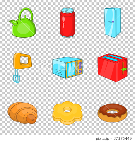 Reheat food icons set, cartoon style - Stock Illustration [37375449 ...