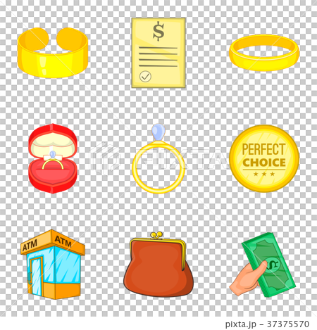 Gold things icons set, cartoon style - Stock Illustration [37375570 ...