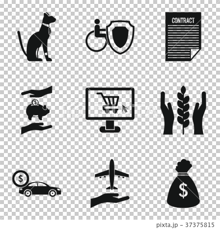 Animal protection icons set, simple style - Stock Illustration ...