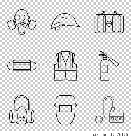 Chemical protection icons set, outline style - Stock Illustration ...