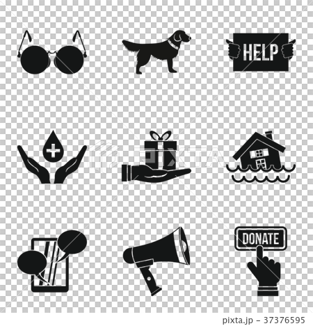 Charitable foundation icons set, simple style - Stock Illustration ...