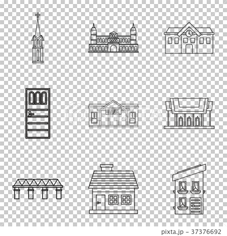 Edifice icons set, outline style - Stock Illustration [37376692] - PIXTA