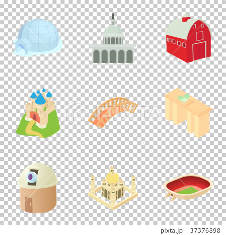 Small town icons set, cartoon style - Stock Illustration [37376898] - PIXTA