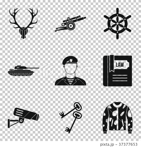 Military training icons set, simple style - Stock Illustration ...