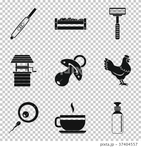 Live in countryside icons set, simple style - Stock Illustration ...