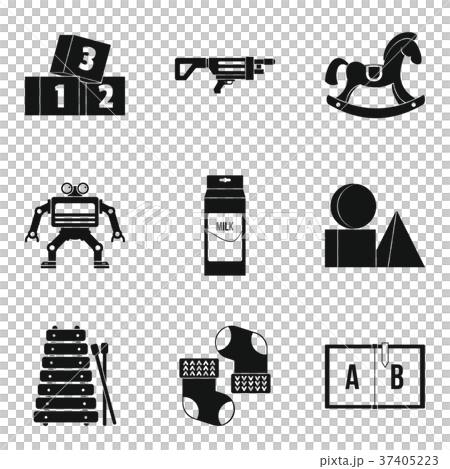 Preparatory class icons set, simple style - Stock Illustration ...