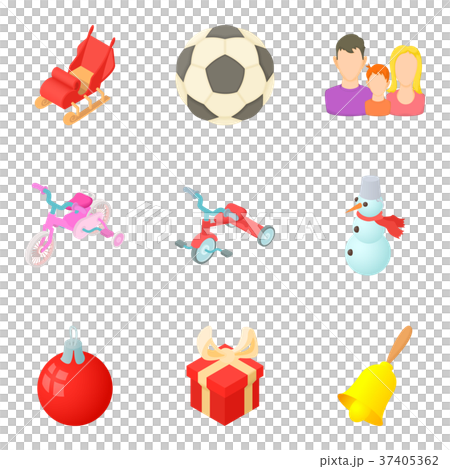 Childhood memories icons set, cartoon style - Stock Illustration ...