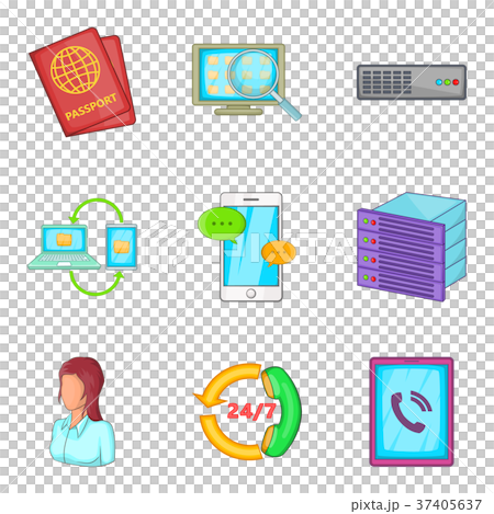 Data transfer to phone icons set, cartoon style - Stock Illustration ...