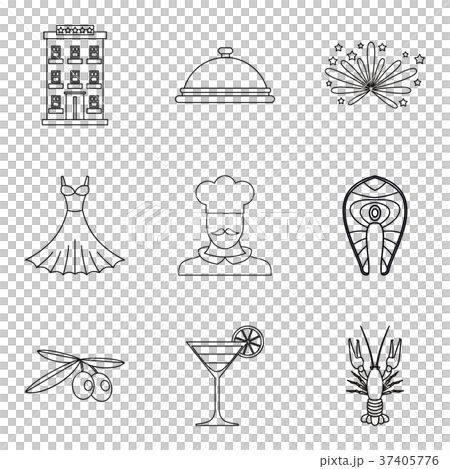 Gluttony icons set, outline style-插圖素材 [37405776] - PIXTA圖庫