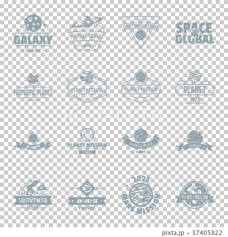 Space planet logo icons set, simple style - Stock Illustration ...