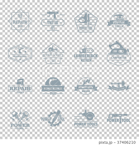 Electric tools logo icons set, simple style - Stock Illustration ...
