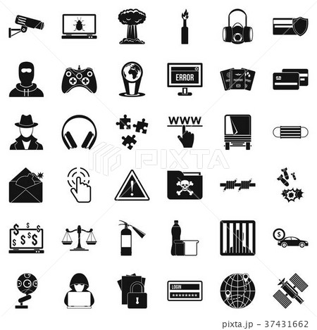 Hacking icons set, simple styleのイラスト素材 [37431662] - PIXTA