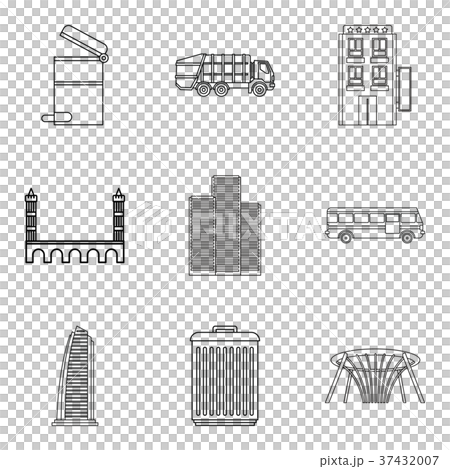 Morning shift icons set, outline style - Stock Illustration [37432007 ...
