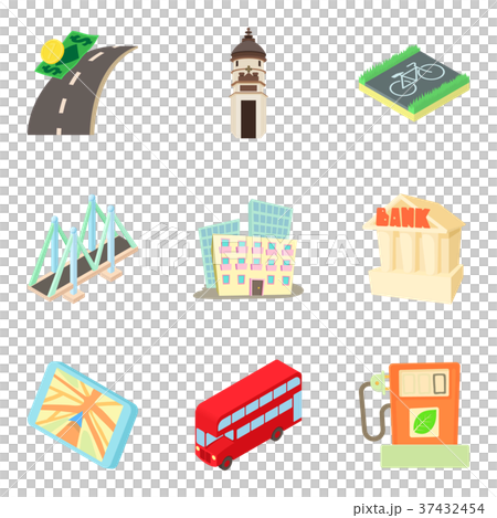 Infrastructure investment icons set, cartoon style - Stock Illustration ...