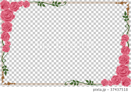 Pink rose frame sideways - Stock Illustration [37437518] - PIXTA