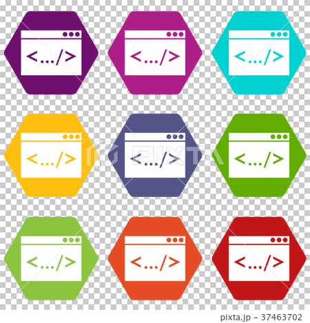Code window icon set color hexahedron - Stock Illustration [37463702 ...