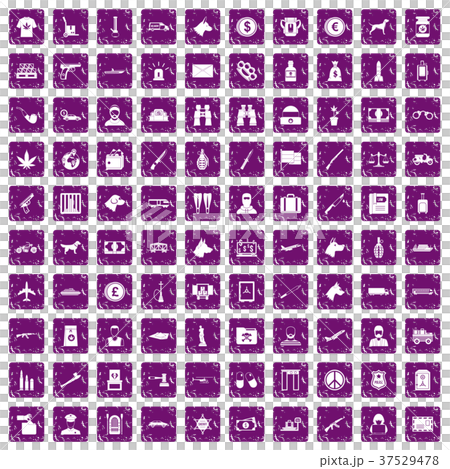100 smuggling icons set grunge purple - Stock Illustration [37529478 ...