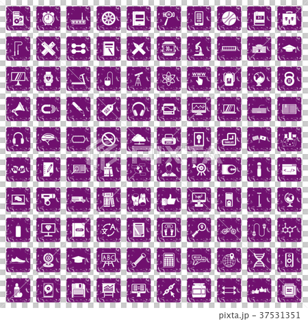 100 training icons set grunge purple - Stock Illustration [37531351 ...