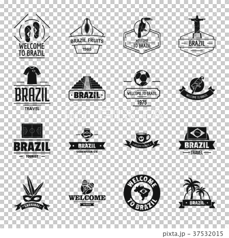 Brazil travel logo icons set, simple style - Stock Illustration ...