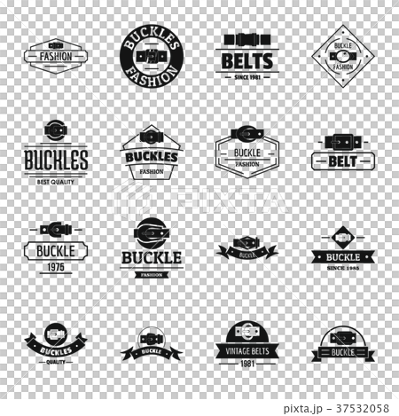 Belt buckle logo icons set, simple style - Stock Illustration [37532058 ...