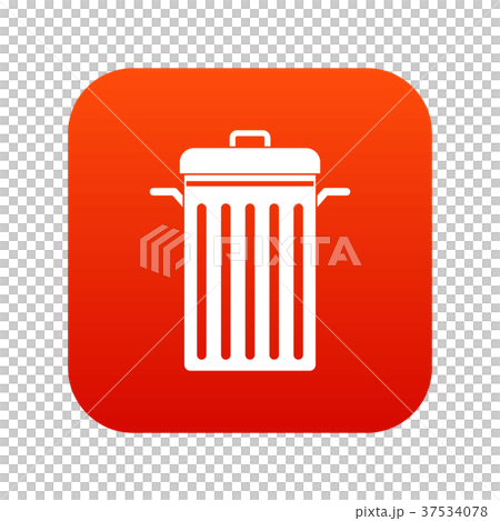 Metal trash can icon digital red - Stock Illustration [37534078] - PIXTA