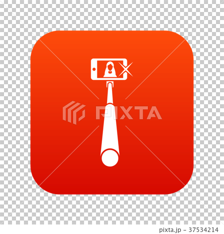 Selfie stick with mobile phone icon digital red - Stock Illustration ...