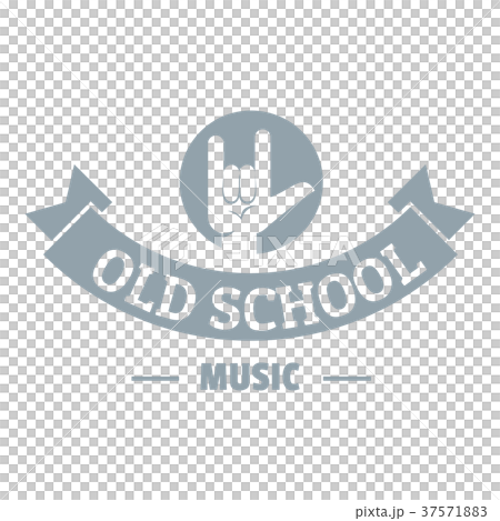 Old school music logo, simple gray style - Stock Illustration [37571883 ...