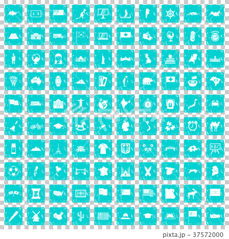 100 geography icons set grunge blue - Stock Illustration [37572000] - PIXTA