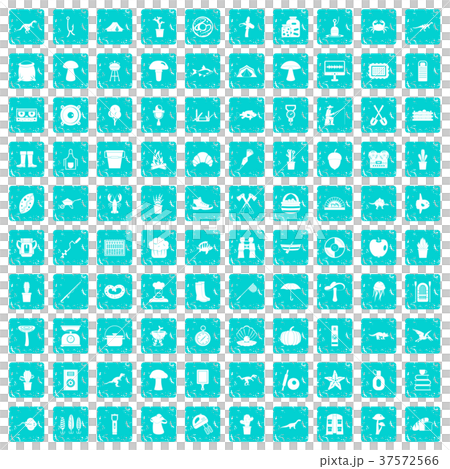 100 hobby icons set grunge blue - Stock Illustration [37572566] - PIXTA