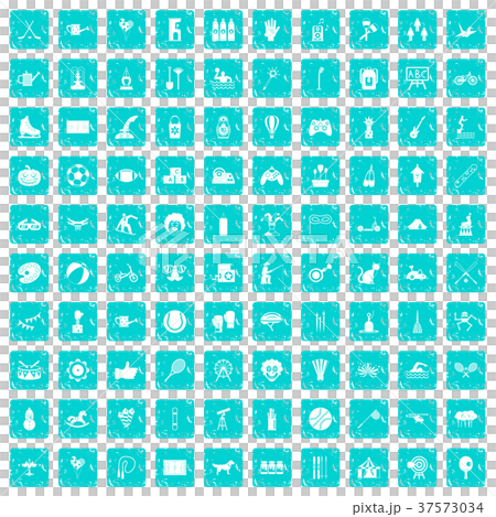 100 kids activity icons set grunge blue - Stock Illustration [37573034 ...