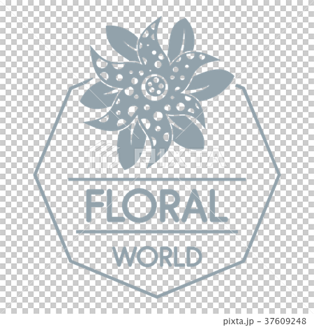 Flower world logo, simple gray style - Stock Illustration [37609248 ...