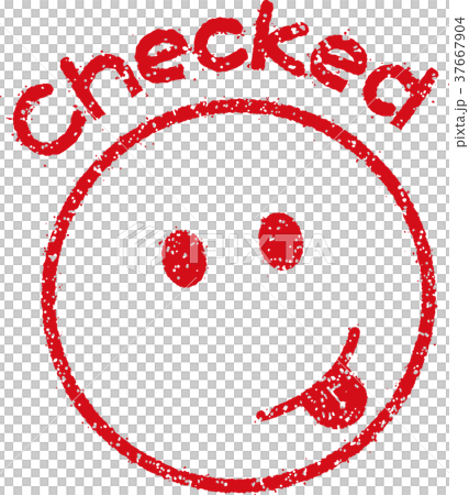 Stamp style smiley mark icon (checked) - Stock Illustration [37667904 ...
