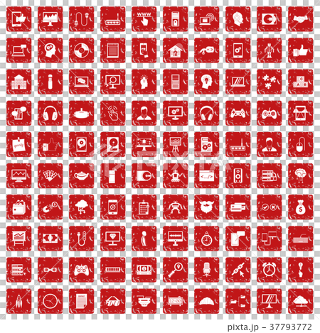 100 programmer icons set grunge red - Stock Illustration [37793772] - PIXTA