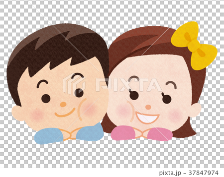 Boys and girls holding their cheeks together - Stock Illustration ...