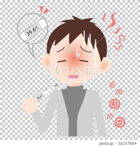 High fever male thermometer 39 degrees - Stock Illustration [38237684 ...