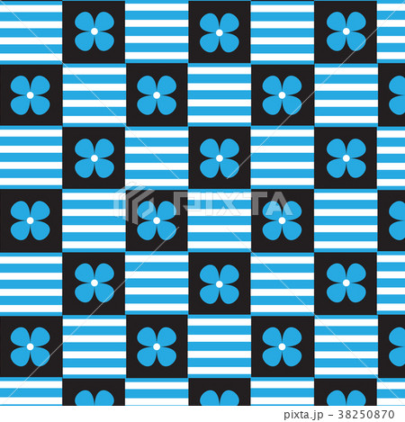 blue white striped flower check pattern backgroundのイラスト素材 [38250870 ...