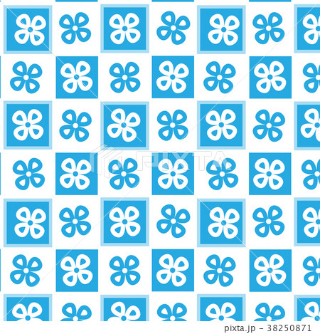 linear blue white flower check pattern backgroundのイラスト素材 [38250871] - PIXTA