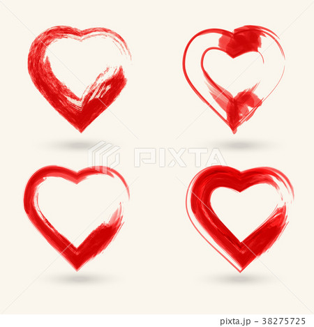 Vector hand painted signs of heart. Ink and brush.のイラスト素材 [38275725 ...