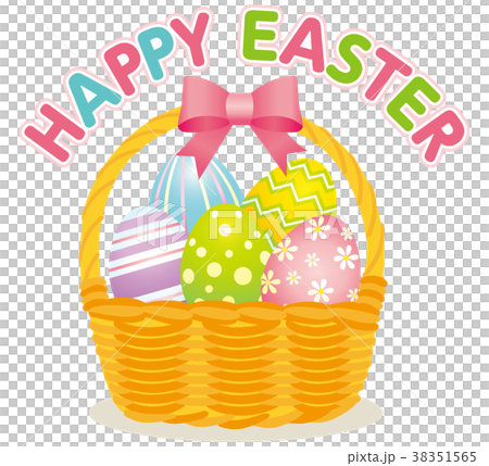 Easter egg basket (with characters) - Stock Illustration [38351565] - PIXTA