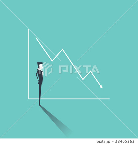 Businessman looking at a graph with profit fall.のイラスト素材 [38465363] - PIXTA