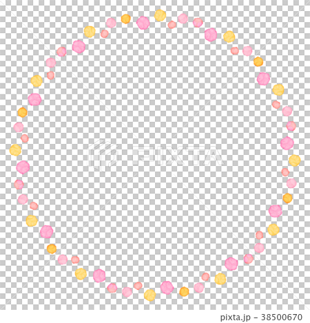 Polka dot frame warm color circle - Stock Illustration [38500670] - PIXTA